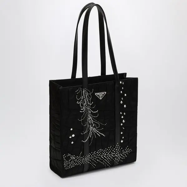 Prada Medium Re-nylon Shopping Bag With Embroidery