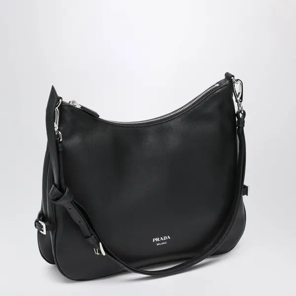 Prada Large Calf Leather Shoulder Bag - Black