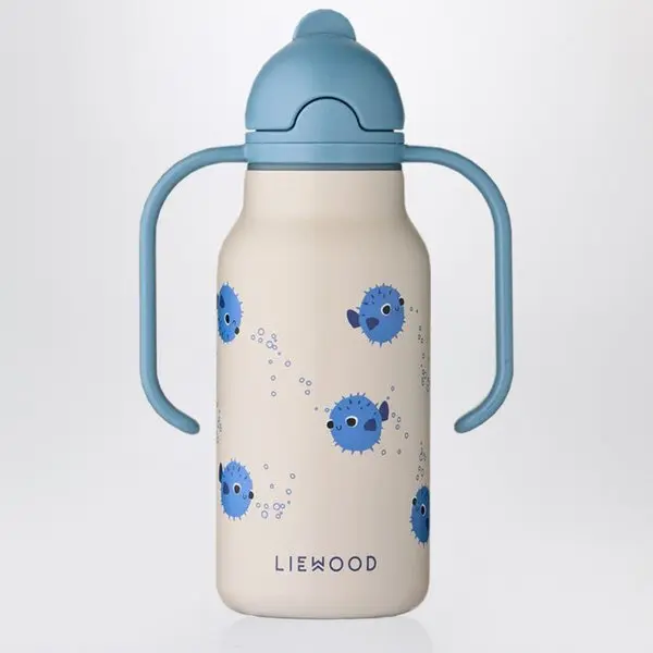LIEWOOD Kimmie Stainless Steel Thermal Bottle With Puffer Fish Print - Blue