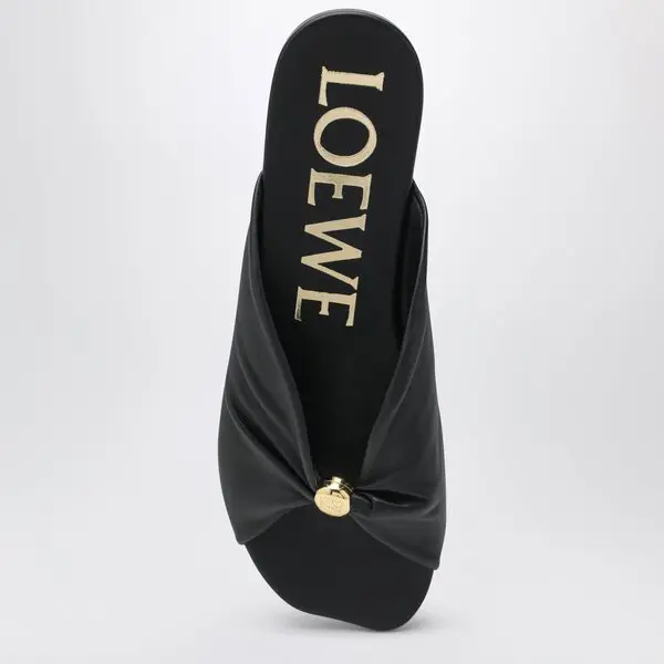 Loewe Pebble Soft Lambskin Nappa Slides - Black