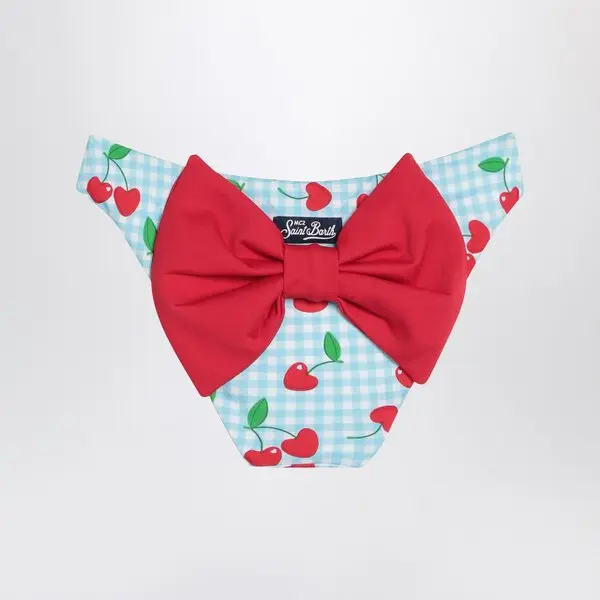 MC2 SAINT BARTH Madame Bikini Bottom With Vichy And Cherry Pattern