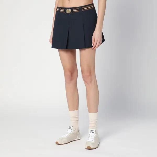 Miu Miu Pleated Mini Skirt With Belted Waist