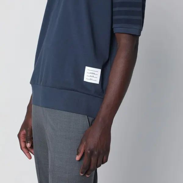 Thom Browne Navy Cotton Polo Shirt - Blue