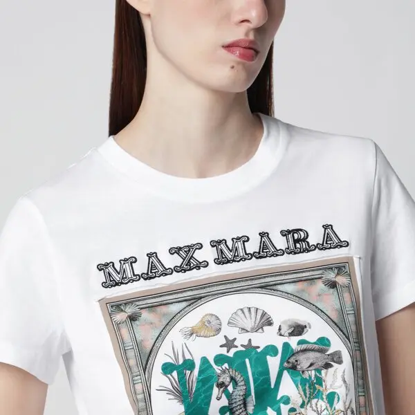 Max Mara Optical Cotton Jersey T-shirt With Front Print