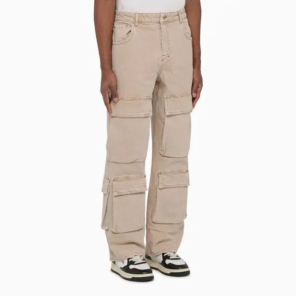 REPRESENT Beige Denim Cargo Trousers