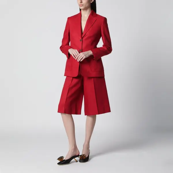 Max Mara Semi-fitted Single-breasted Linen Blazer - Red