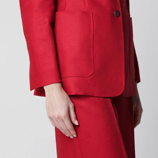 Max Mara Semi-fitted Single-breasted Linen Blazer - Red
