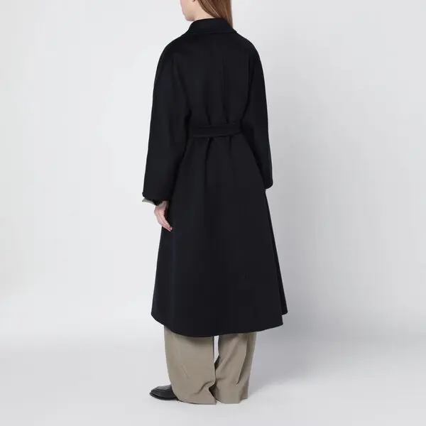 Max Mara Navy Cashmere Wrap Coat