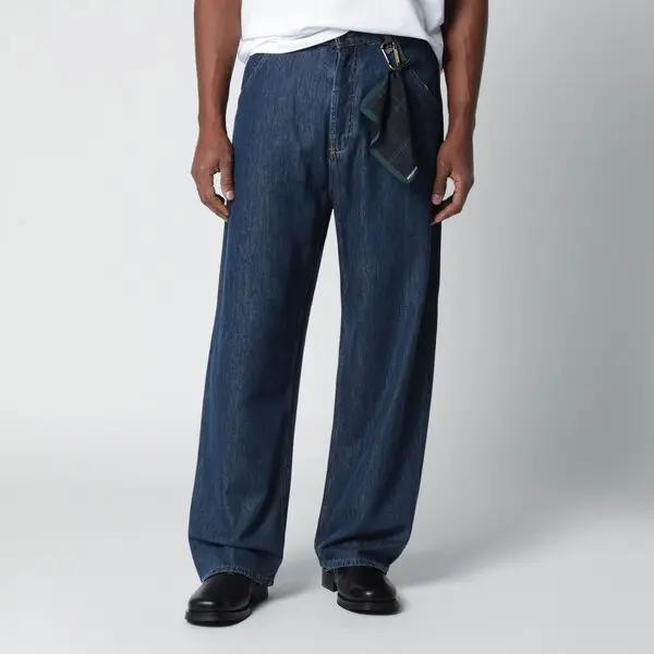 DARKPARK Indigo Cotton-blend Jeans With Removable Logo Keychain