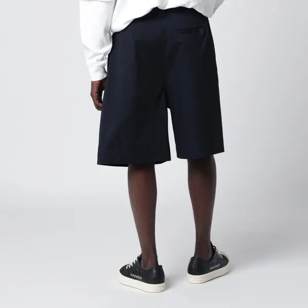 DARKPARK Navy Cotton Bermuda Shorts With Carabiner And Scarf Detail - Blue