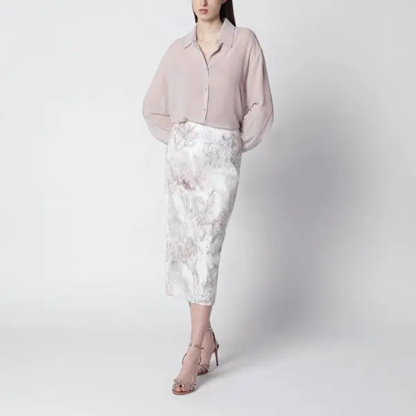 Max Mara Printed Gabardine Pencil Skirt