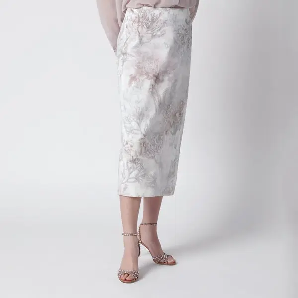 Max Mara Printed Gabardine Pencil Skirt