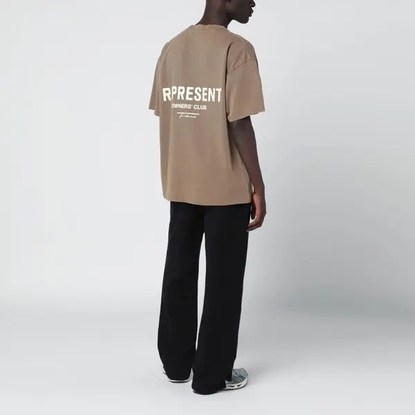 REPRESENT Light Brown Cotton T-shirt With Logo