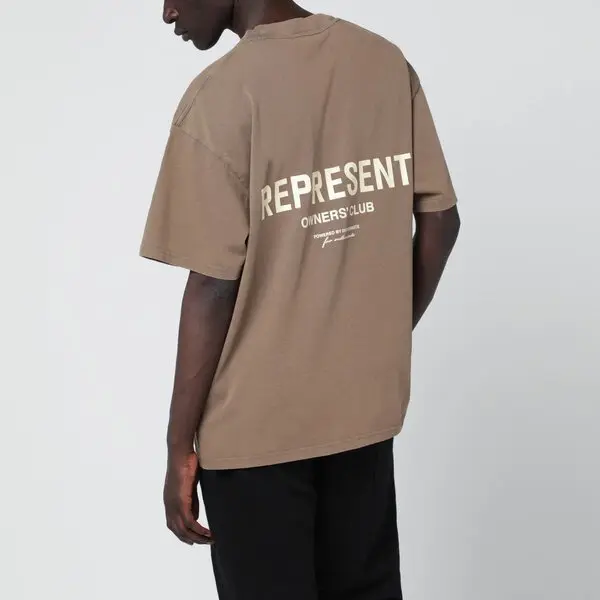 REPRESENT Light Brown Cotton T-shirt With Logo