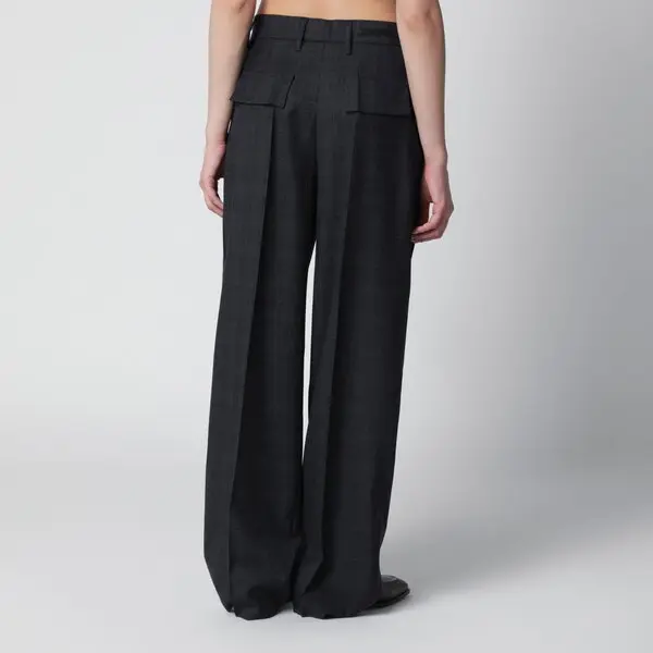 Prada Virgin Wool Trousers With Check Pattern
