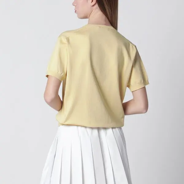 Prada Cream Silk-blend Crew Neck Sweater With Logo