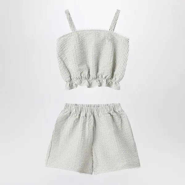 IL GUFO Striped Seersucker Set - Grey