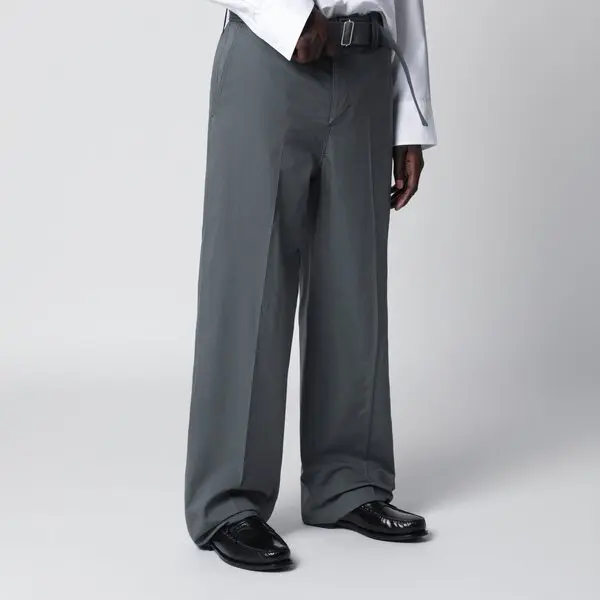 LARDINI Grey Cotton And Silk Blend Trousers