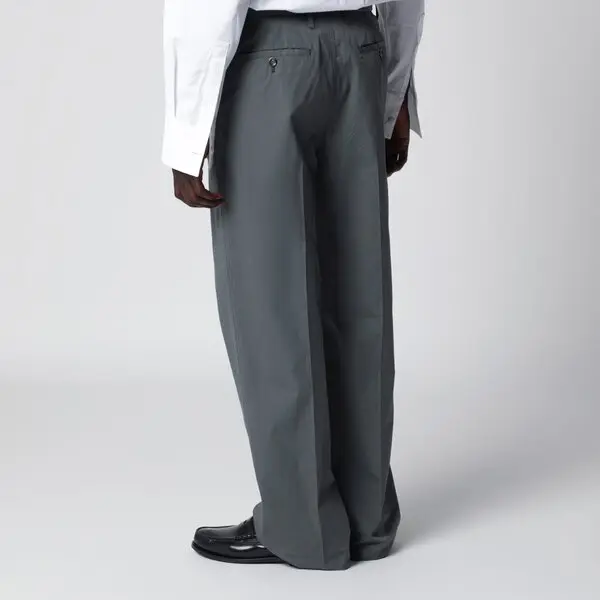 LARDINI Grey Cotton And Silk Blend Trousers