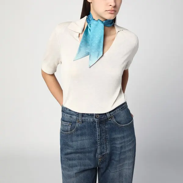 Prada Turquoise Ribbon In Silk Twill