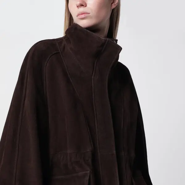 Nour Hammour Mocha Quai Fluid Suede Jacket - Brown