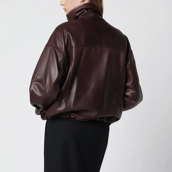 Nour Hammour Leather Bomber Jacket
