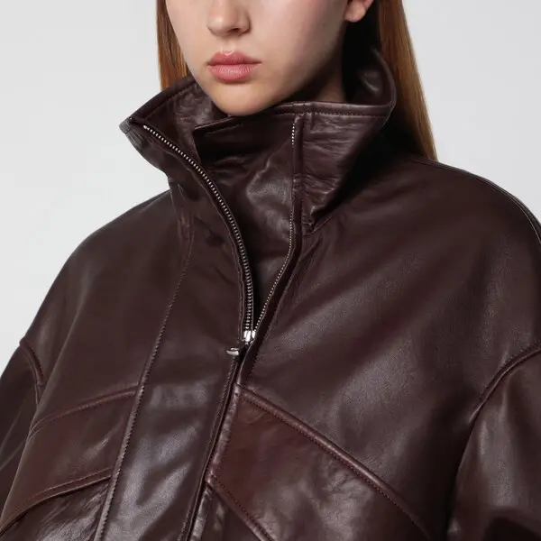 Nour Hammour Leather Bomber Jacket