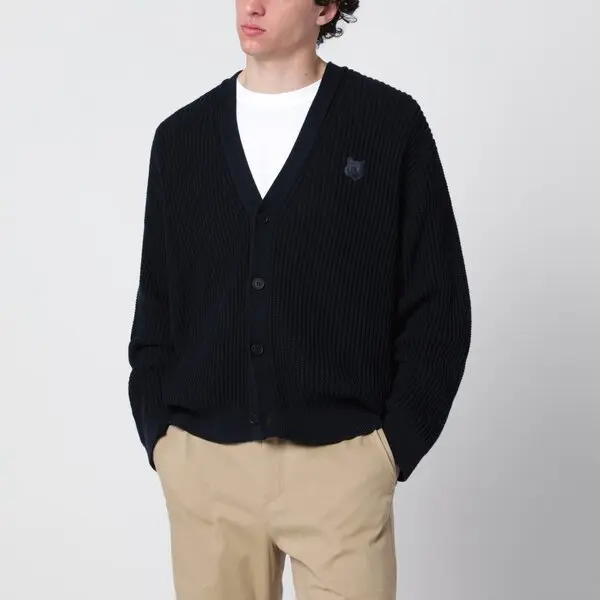 Maison Kitsuné Navy Cotton Fox Head Cardigan