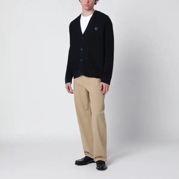 Maison Kitsuné Navy Cotton Fox Head Cardigan