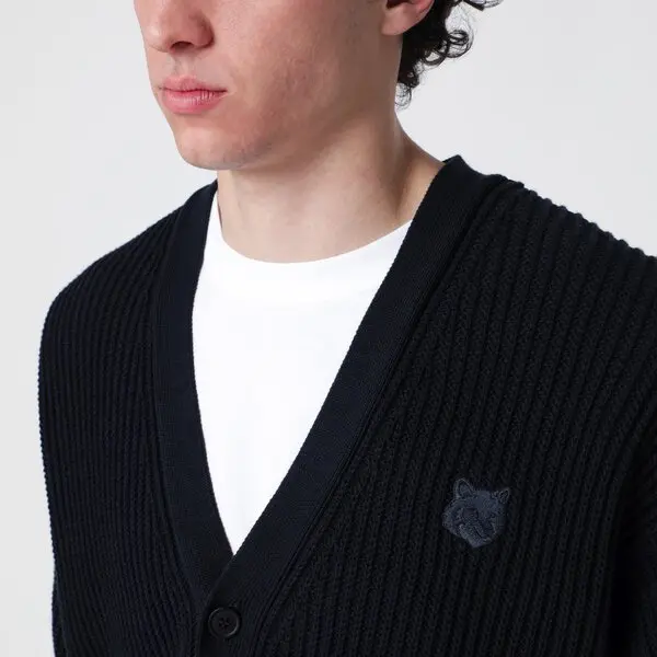 Maison Kitsuné Navy Cotton Fox Head Cardigan