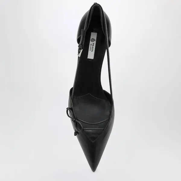 Prada Side-open Leather Slingback Pumps With Bow Detail
