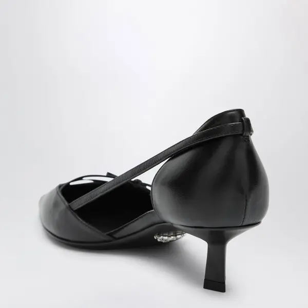 Prada Side-open Leather Slingback Pumps With Bow Detail