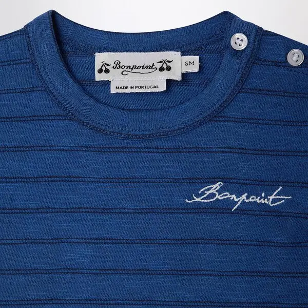 Bonpoint Striped Crewneck T-shirt With Embroidered Logo