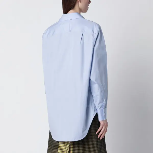 MAISON MARGIELA Long Sleeve Blouse With Folded Collar - Light Blue