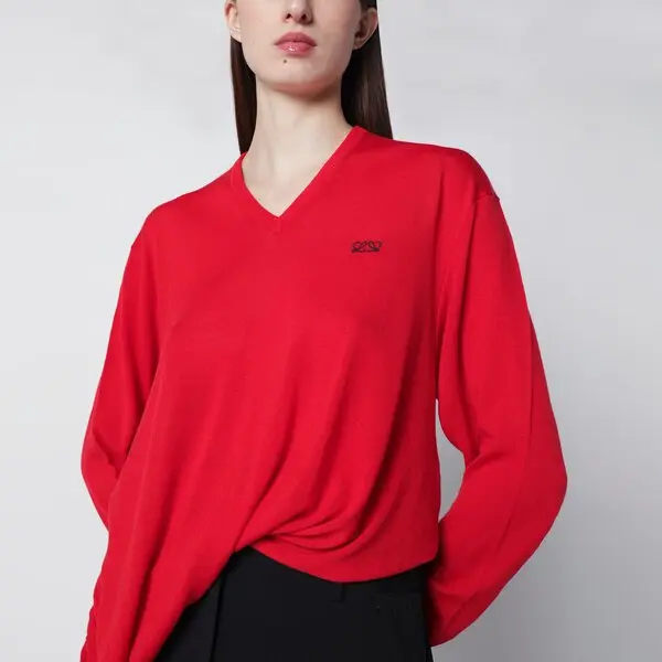 Loewe Merino Wool Draped V-neck Top