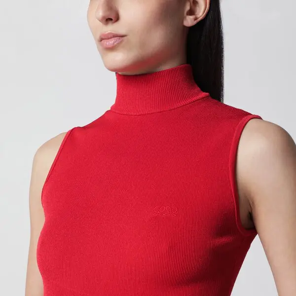 Loewe Sleeveless High Neck Top - Red