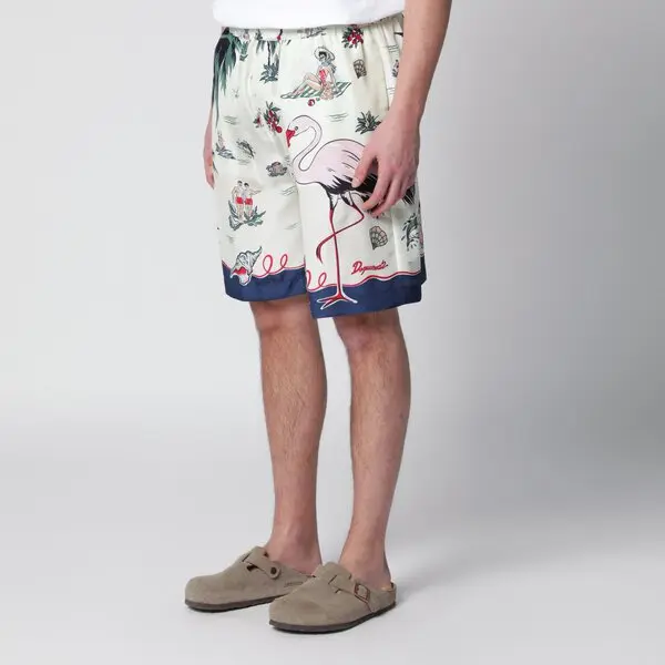 Dsquared2 Silk Tropical Print Bermuda Shorts