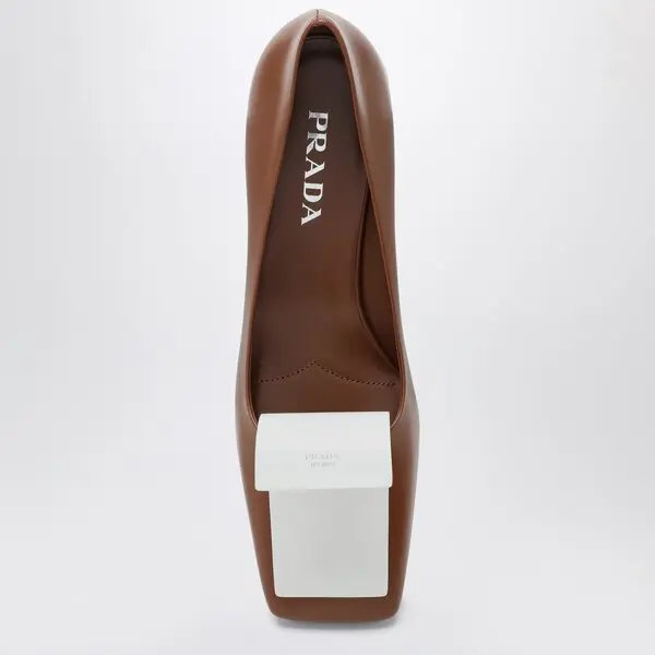 Prada Tabacco And White Leather Décolleté Pumps