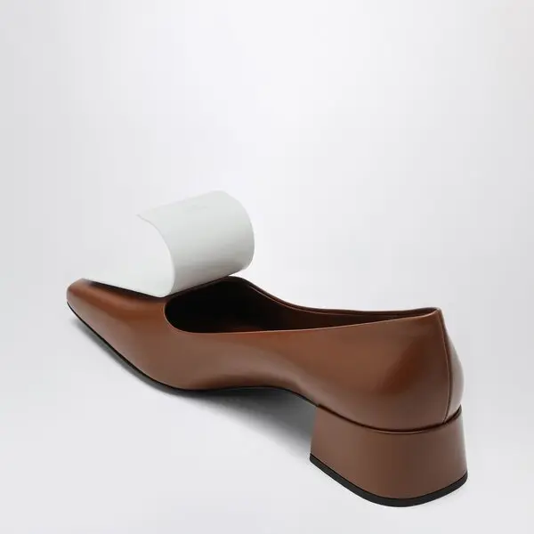 Prada Tabacco And White Leather Décolleté Pumps