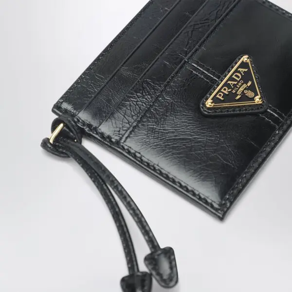 Prada Leather Card Holder With Triangle Logo