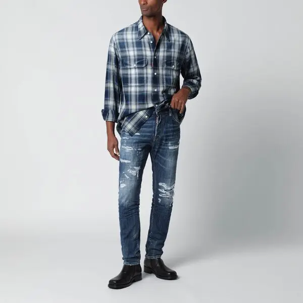 Dsquared2 Slim Washed Jeans With Distressed Details - Blue