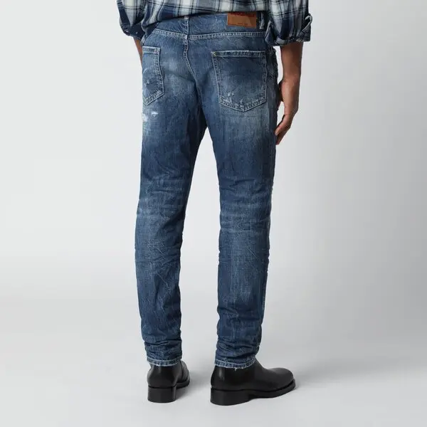 Dsquared2 Slim Washed Jeans With Distressed Details - Blue
