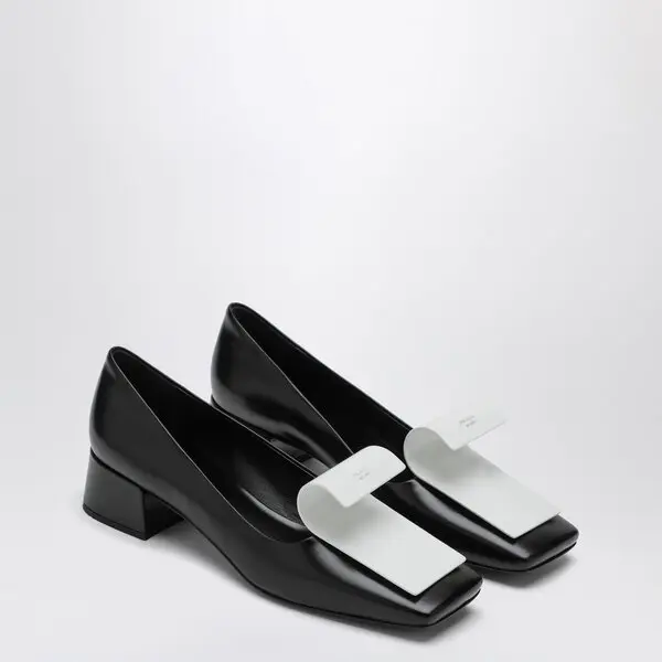 Prada Leather Décolleté Shoes With Square Toe And Block Heel