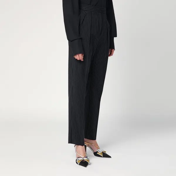 Max Mara Pinstriped Virgin Wool Trousers