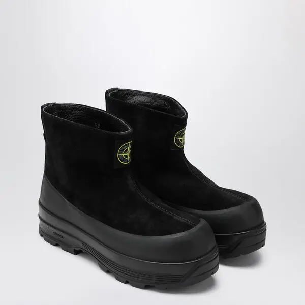 Stone Island Suede Ankle Boots With Logo Detail