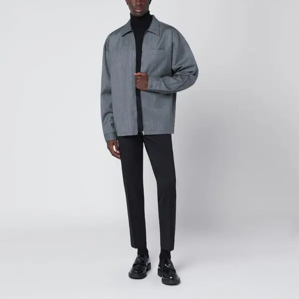 Prada Gray Wool Overshirt With Zip