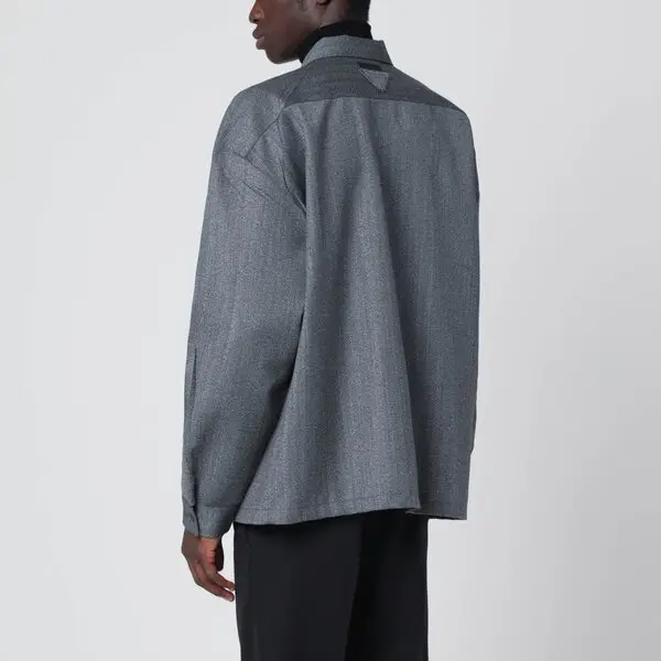 Prada Gray Wool Overshirt With Zip