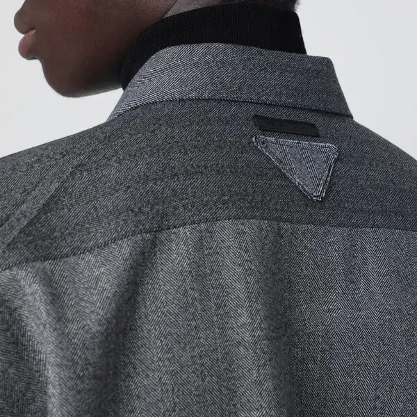 Prada Gray Wool Overshirt With Zip