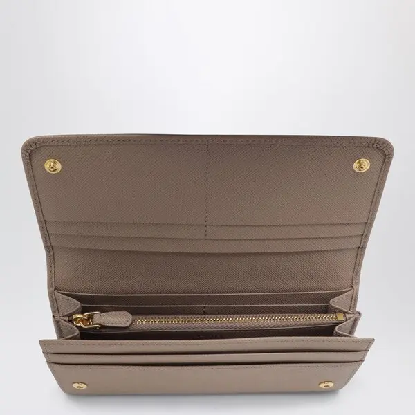 Prada Saffiano Wallet In Powder And Gold