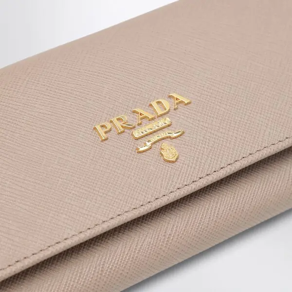 Prada Saffiano Wallet In Powder And Gold